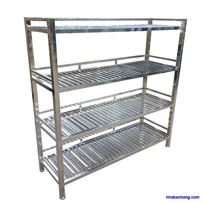 Kệ inox 4 tầng nan 1500×500 mm - Inox nội thất Gia Định